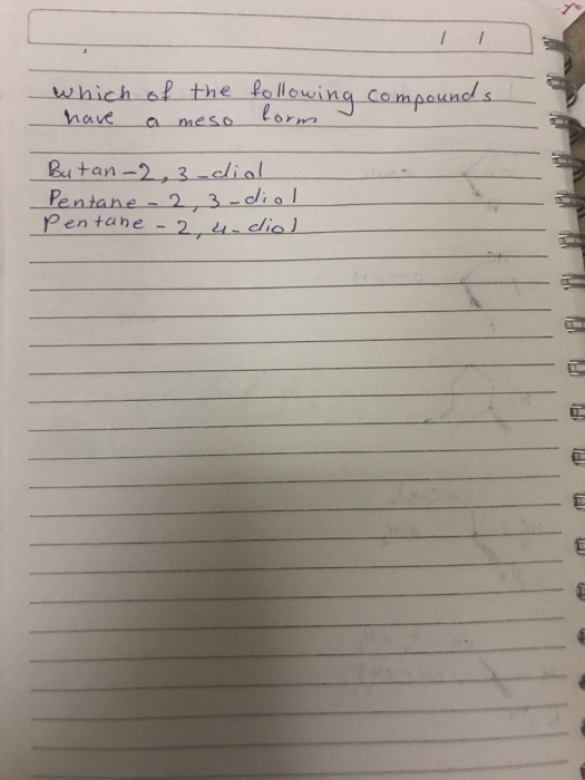 Solved which of the have a meso following compounds form | Chegg.com