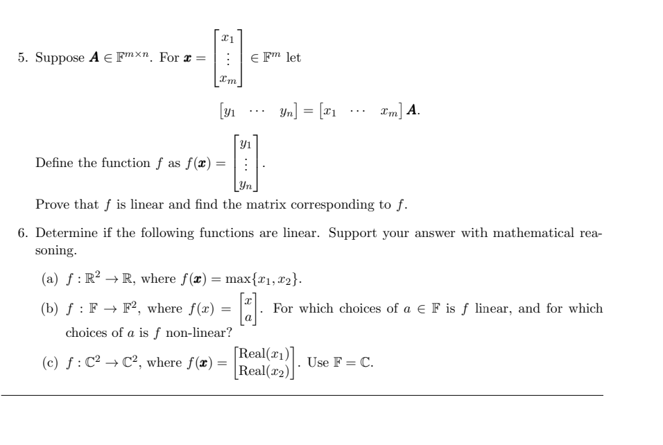 Solved 5. Suppose \\( \\boldsymbol{A} \\in \\mathbb{F}^{m | Chegg.com