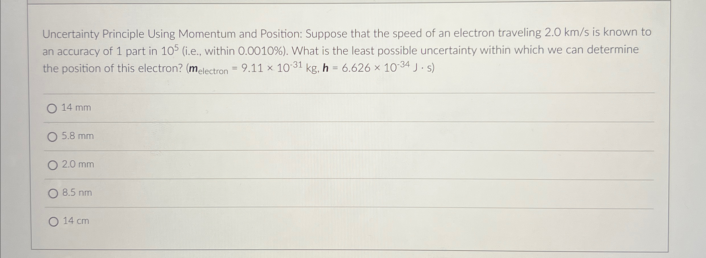 Solved Uncertainty Principle Using Momentum and Position: | Chegg.com