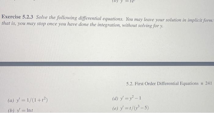 Solved Exercise 5.2.3 Solve the following differential | Chegg.com
