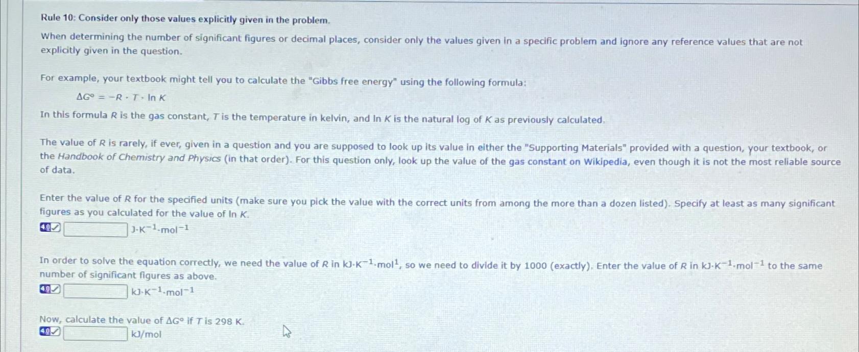 Solved Rule 10: Consider only those values explicitly given | Chegg.com