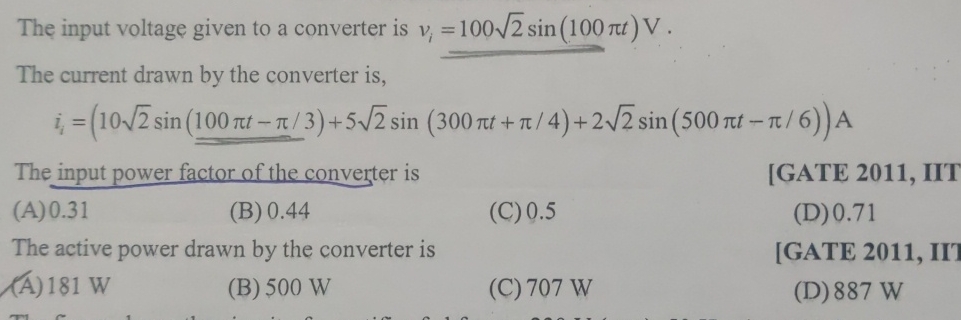 Solved The input voltage given to a converter is | Chegg.com