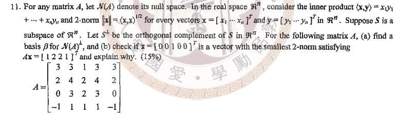 Solved For any matrix A, let N(A) denote its null space. In | Chegg.com