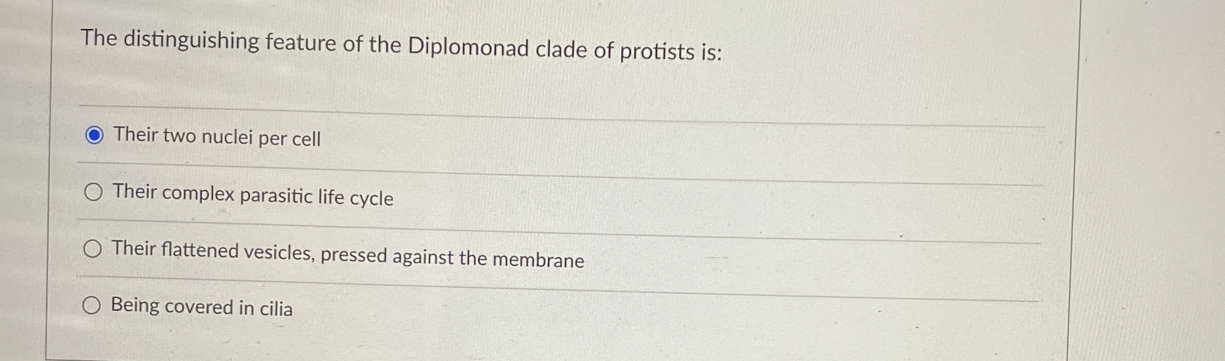 Solved The distinguishing feature of the Diplomonad clade of | Chegg.com