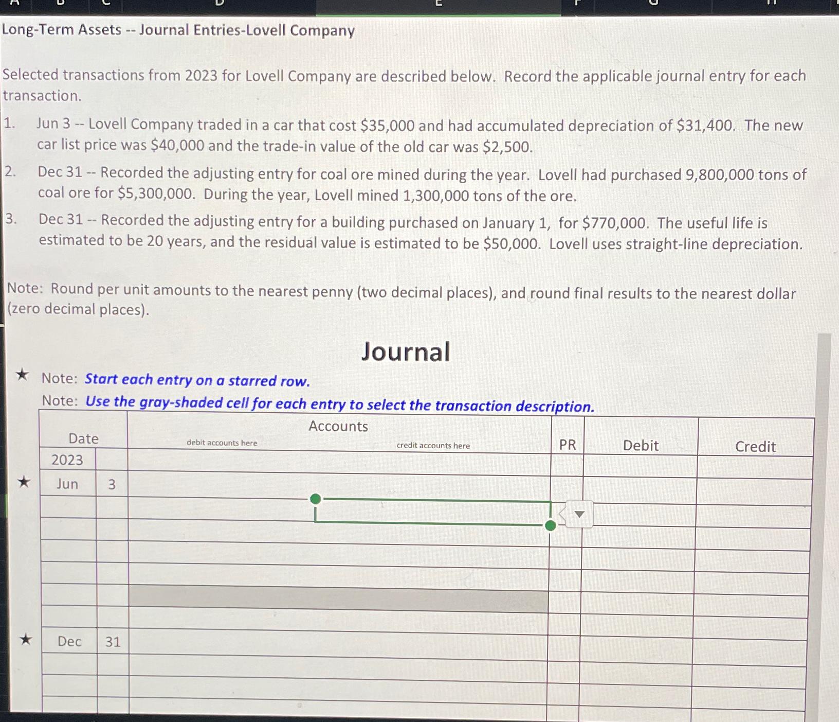 Solved Long-Term Assets -- ﻿Journal Entries-Lovell | Chegg.com