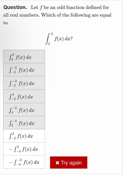 Solved Question. Let f be an odd function defined for all | Chegg.com