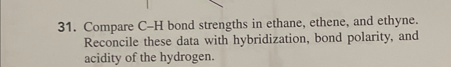 Solved Compare C-H ﻿bond strengths in ethane, ethene, and | Chegg.com