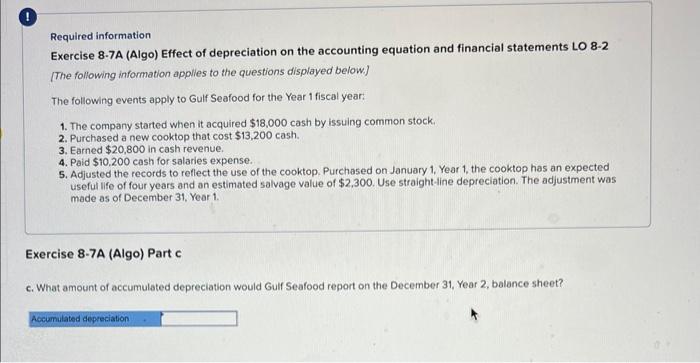Solved Required information Exercise 8-7A (Algo) Effect of | Chegg.com