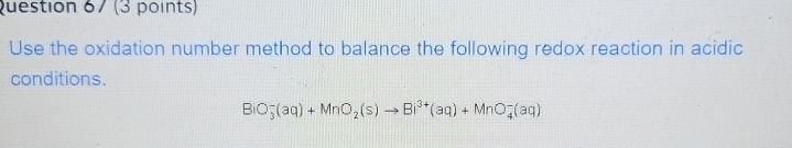 Solved Use the oxidation number method to balance the | Chegg.com