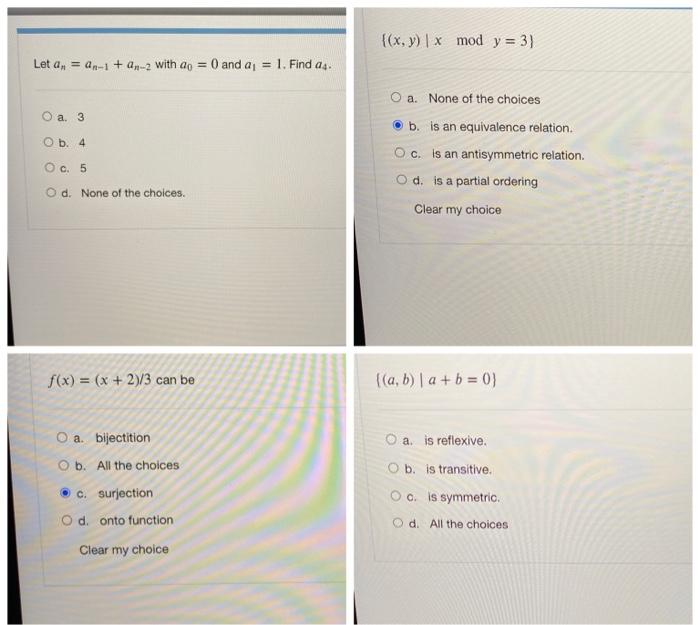 Solved {(x, y) IX mod y = 3) Let a = 2n-1 + -2 with a, = 0 | Chegg.com