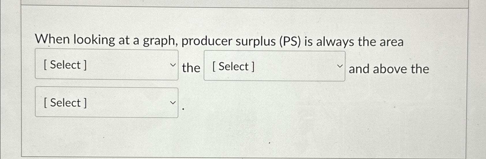 Solved When looking at a graph, producer surplus (PS) ﻿is | Chegg.com