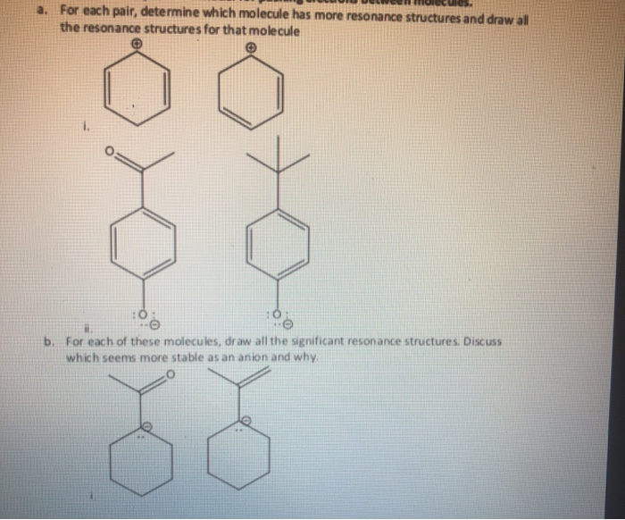 Solved For each pair, determine which molecule has more | Chegg.com