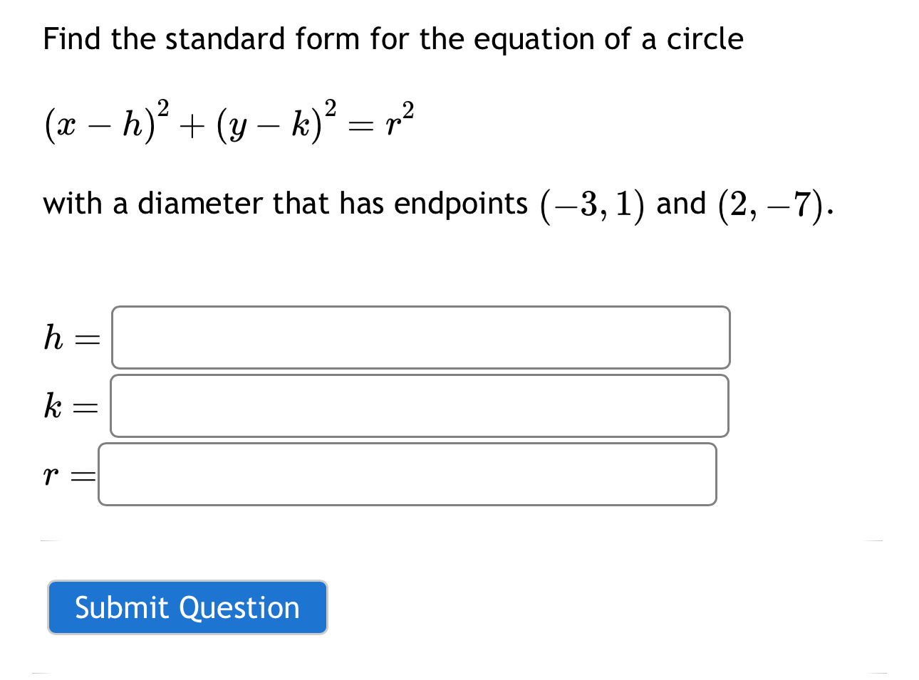 Solved Find the standard form for the equation of a | Chegg.com