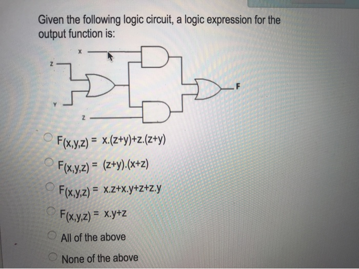 Solved Given the following logic circuit, a logic expression | Chegg.com