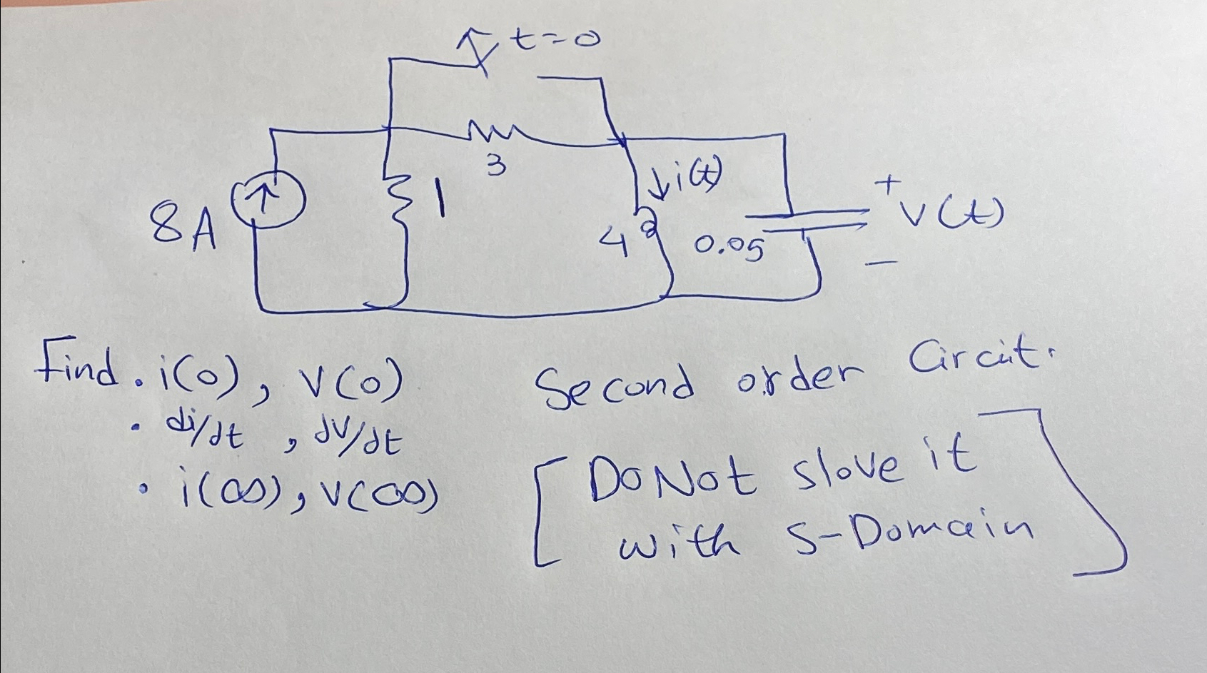 Solved Slove this circuit. And for di/dt , ﻿dv/dt explain in | Chegg.com