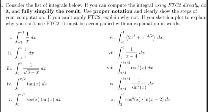 Solved Consider the list of integrals below. If you can | Chegg.com