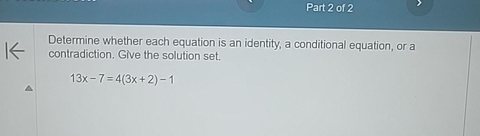 Solved Part 2 ﻿of 2Determine whether each equation is an | Chegg.com