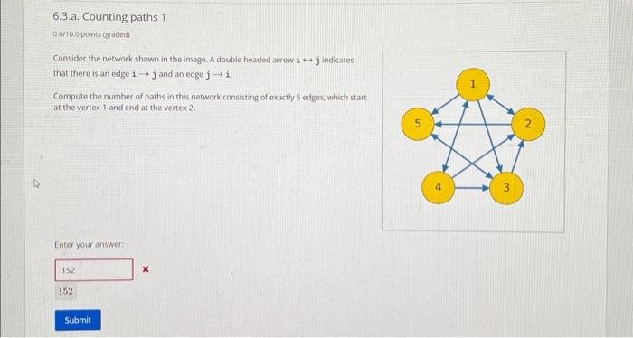 Solved 6.3.a. Counting paths 1 0.0100 pontsigraded) Consider | Chegg.com