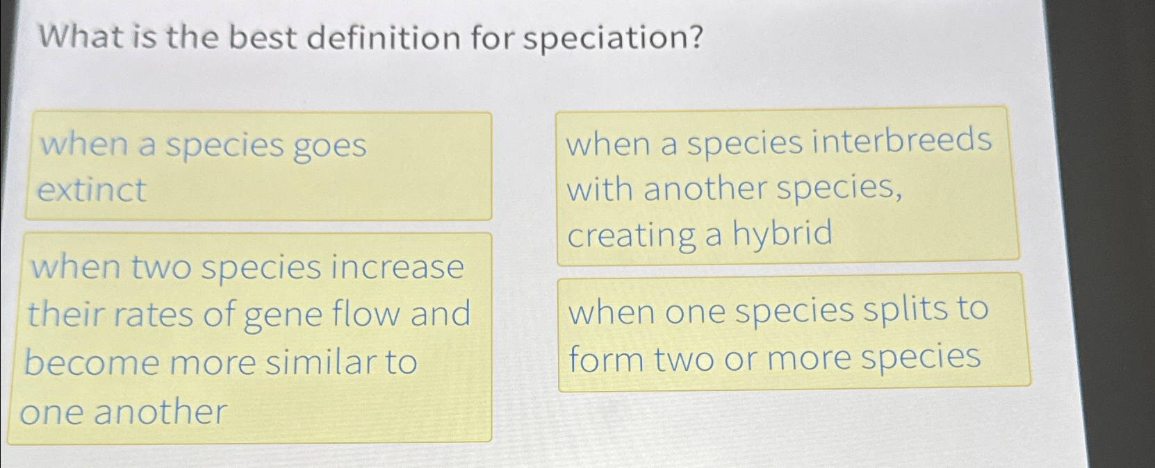 Solved What is the best definition for speciation?when a | Chegg.com