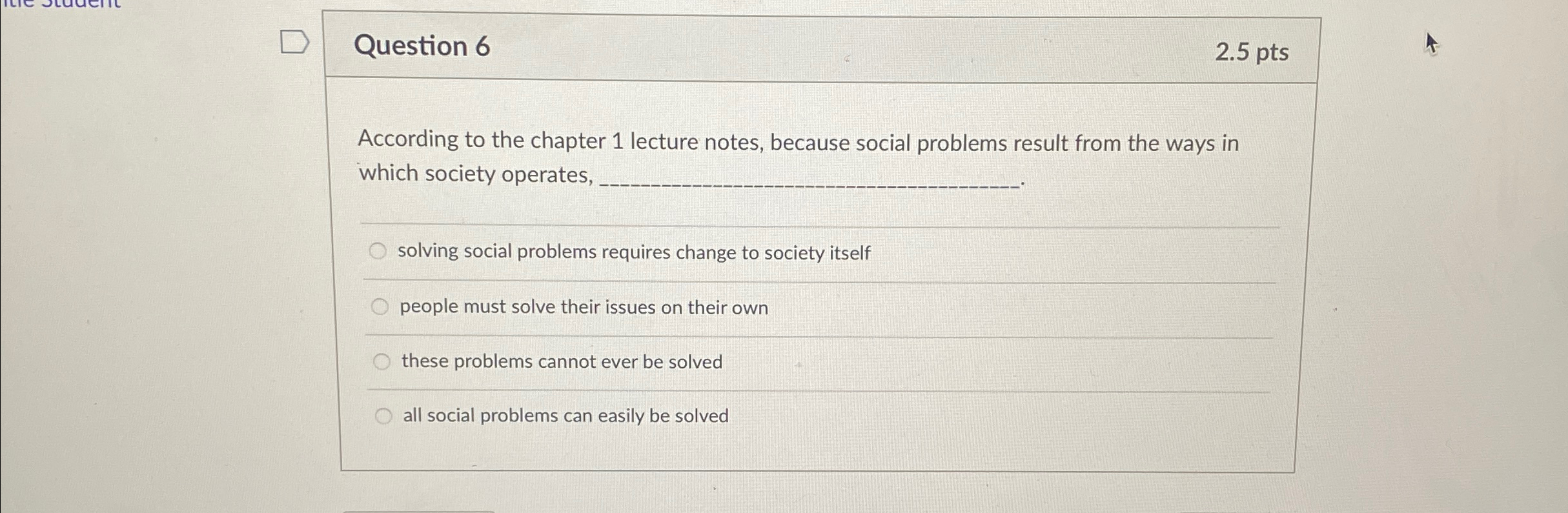 Solved Question 62.5ptsAccording to the chapter 1 ﻿lecture | Chegg.com