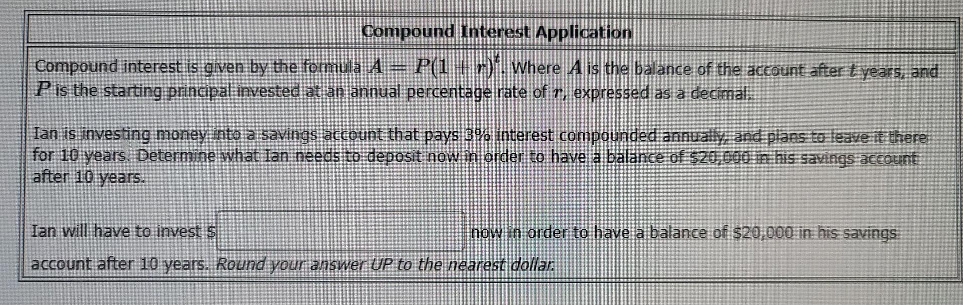 Solved Compound Interest Application Compound interest is | Chegg.com