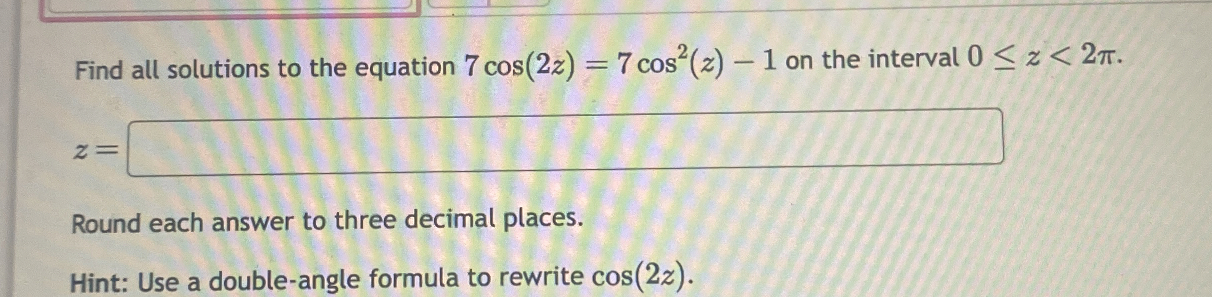 Solved Find all solutions to the equation | Chegg.com