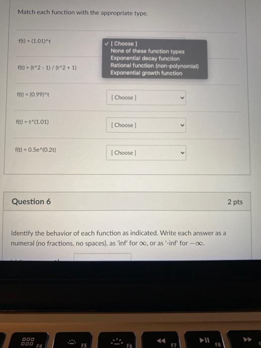 Solved Match each function with the appropriate type. f(t) = | Chegg.com