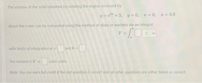 Solved The volume of the solid obtained by rotating the | Chegg.com