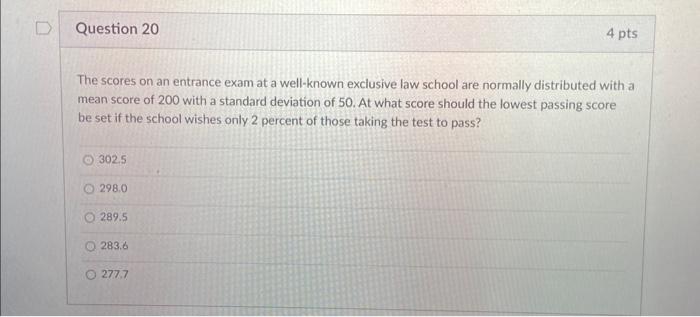 Solved The scores on an entrance exam at a well-known | Chegg.com