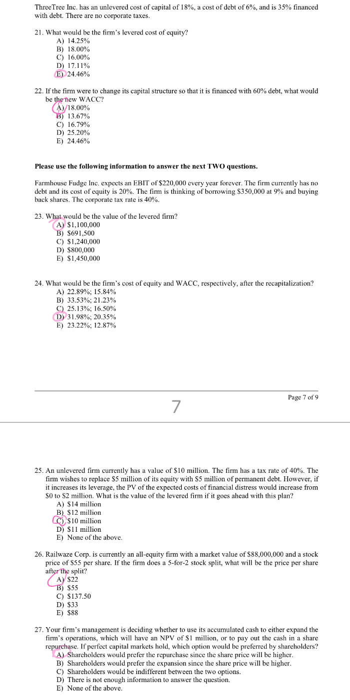 Solved Please show the formulas of how to find these answers | Chegg.com