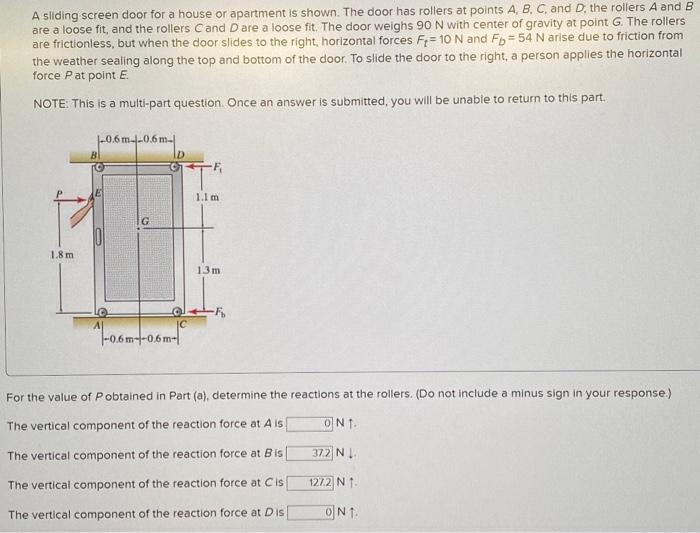 Solved A sliding screen door for a house or apartment is | Chegg.com