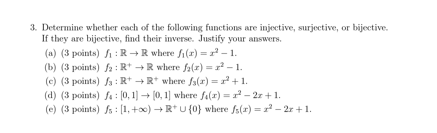 Solved Determine whether each of the following functions are | Chegg.com