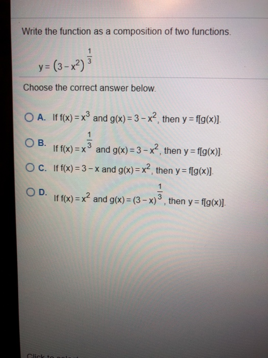 Solved Write the function as a composition of two functions. | Chegg.com