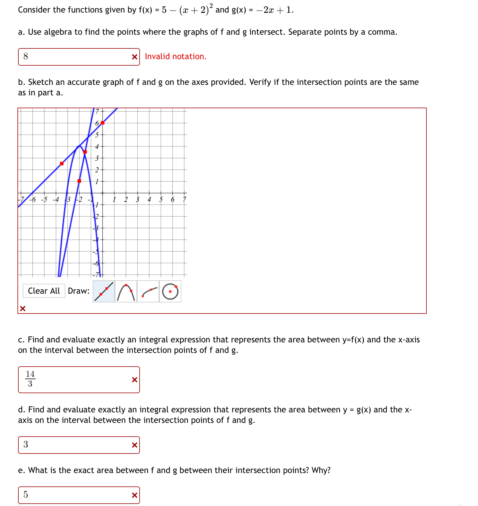 Solved Consider the functions given by f(x)=5-(x+2)2 ﻿and | Chegg.com