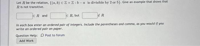 Solved Let R be the relation, {(a,b)∈Z×Z:b−a is divisible by | Chegg.com