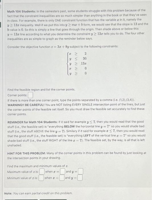 Solved Math 104 Students: In the semesters past, some | Chegg.com