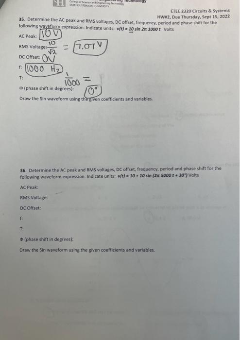 Solved HW*2, Due Thursday, Sept 15, 2022 35. Determine the | Chegg.com