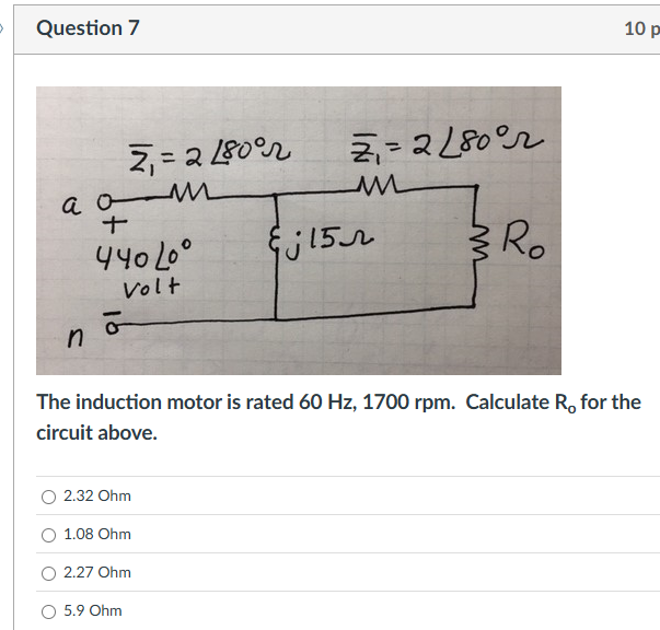 Solved The induction motor is rated 60 ﻿Hz, 1700 ﻿rpm. | Chegg.com