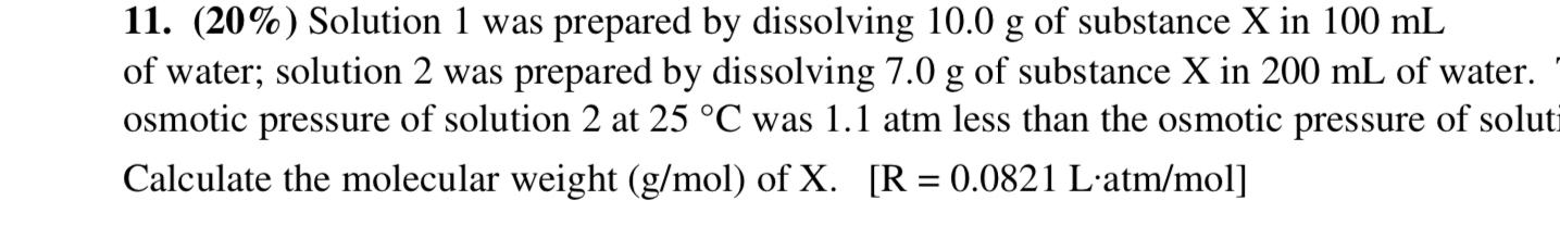 Solved (20%) ﻿Solution 1 ﻿was prepared by dissolving 10.0g | Chegg.com