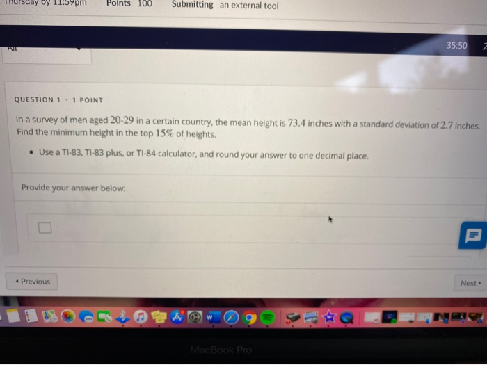 Solved ay by 11:59pm Points 100 Submitting an external tool | Chegg.com