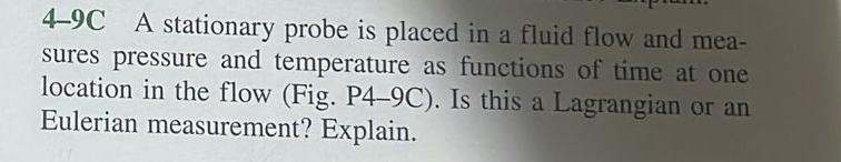 Solved 4-9C A stationary probe is placed in a fluid flow and | Chegg.com
