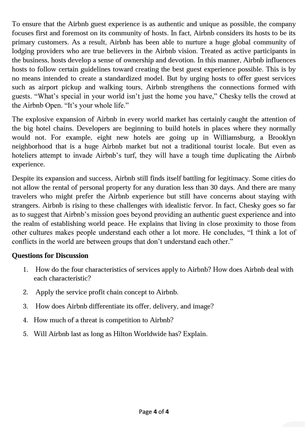 Solved 1 Company Case Airbnb Making Hospitality Authentic | Chegg.com