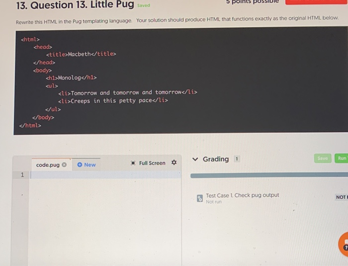 Solved 13. Question 13. Little Pug saved 5 po Rewrite this | Chegg.com
