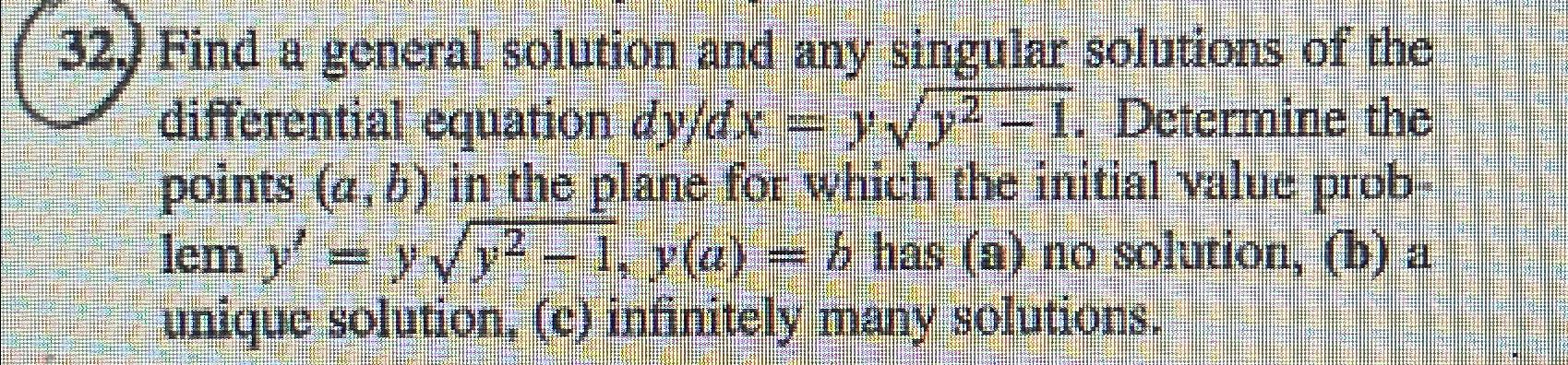 Solved Find a general solution and any singular solutions of | Chegg.com