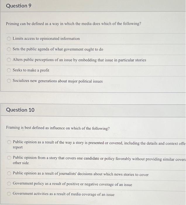 Solved Question 9 Priming can be defined as a way in which | Chegg.com