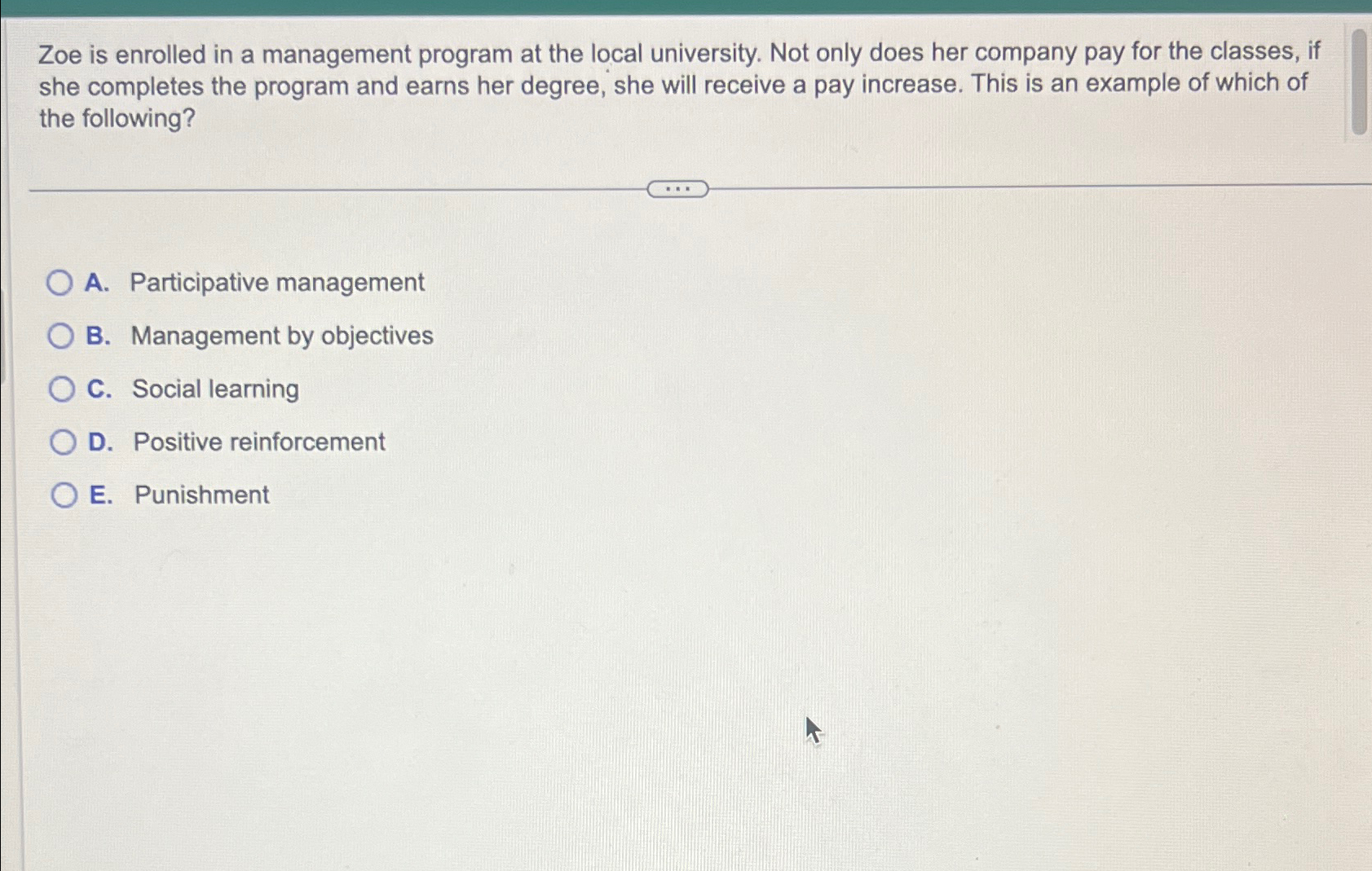 Solved Zoe is enrolled in a management program at the local | Chegg.com