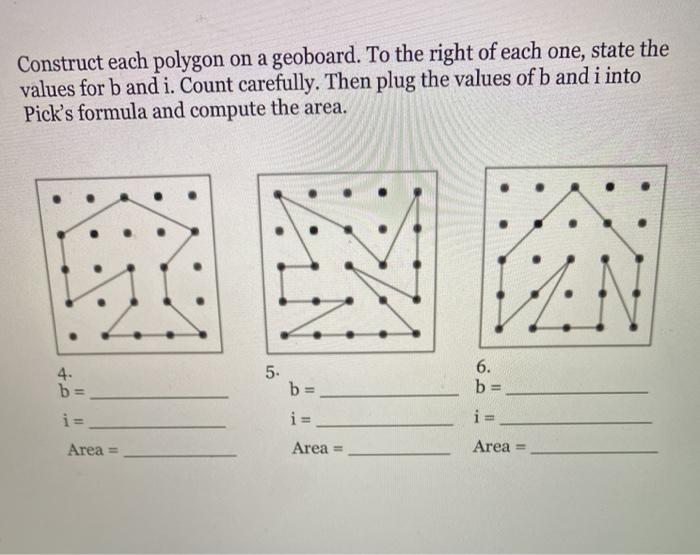 Solved Construct each polygon on a geoboard. To the right of | Chegg.com