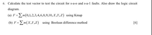 Solved 6. Calculate the test vector to test the circuit for | Chegg.com