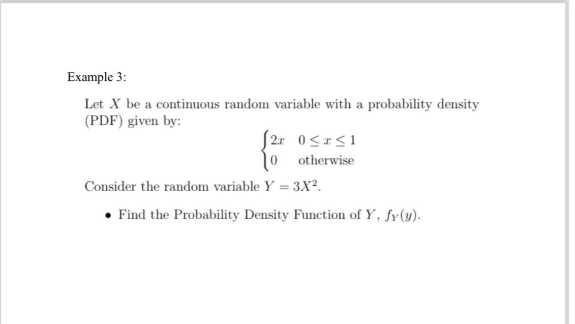 Solved Example 3:Let x ﻿be a continuous random variable with | Chegg.com