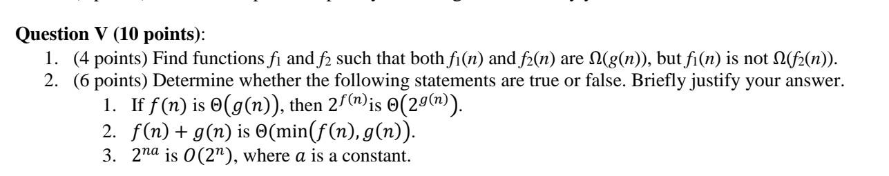 Solved Question V (10 points): 1. (4 points) Find functions | Chegg.com